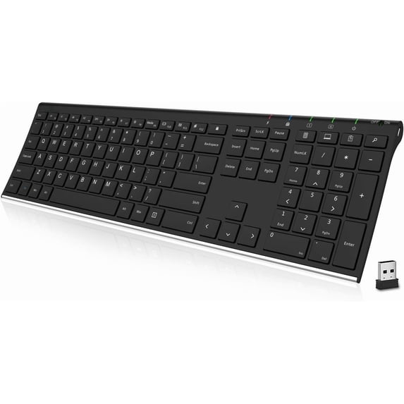 2.4G Keyboard Stainless Slim Full Size Keyboard with Numeric Keypad for ...