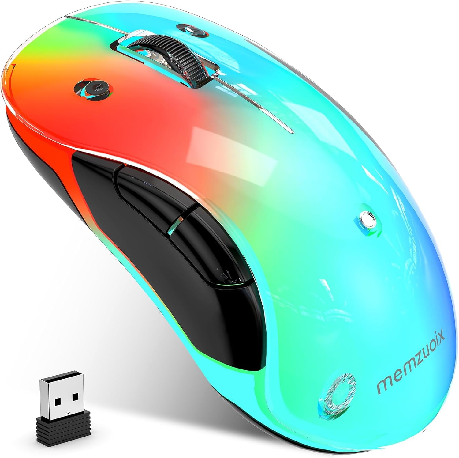 2.4G LED Wireless Mouse, Rechargeable Ergonomic Mouse with Detachable ...