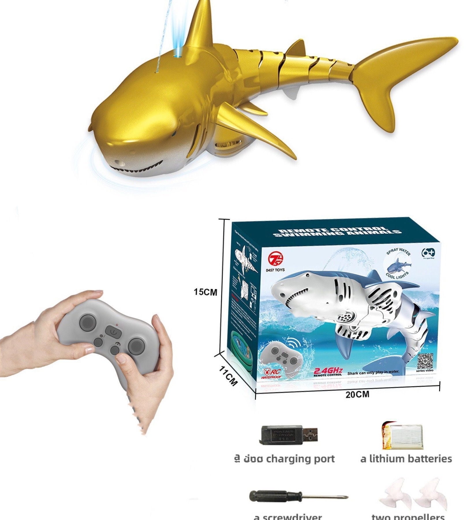 2.4G Remote Control Shark Toy 1:18 Scale High Simulation Shark Shark ...