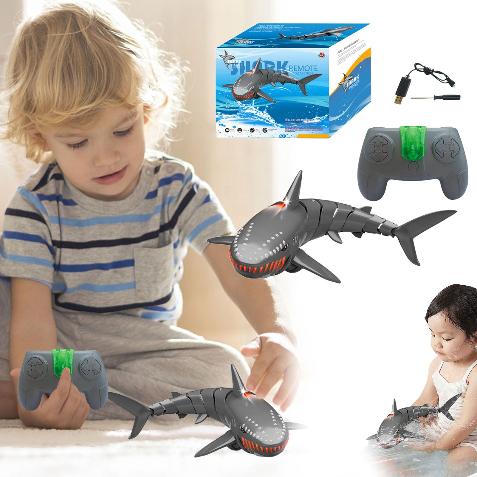 2.4G Remote Control Shark Toy 1:18 Scale High Shark Shark for Swimming ...