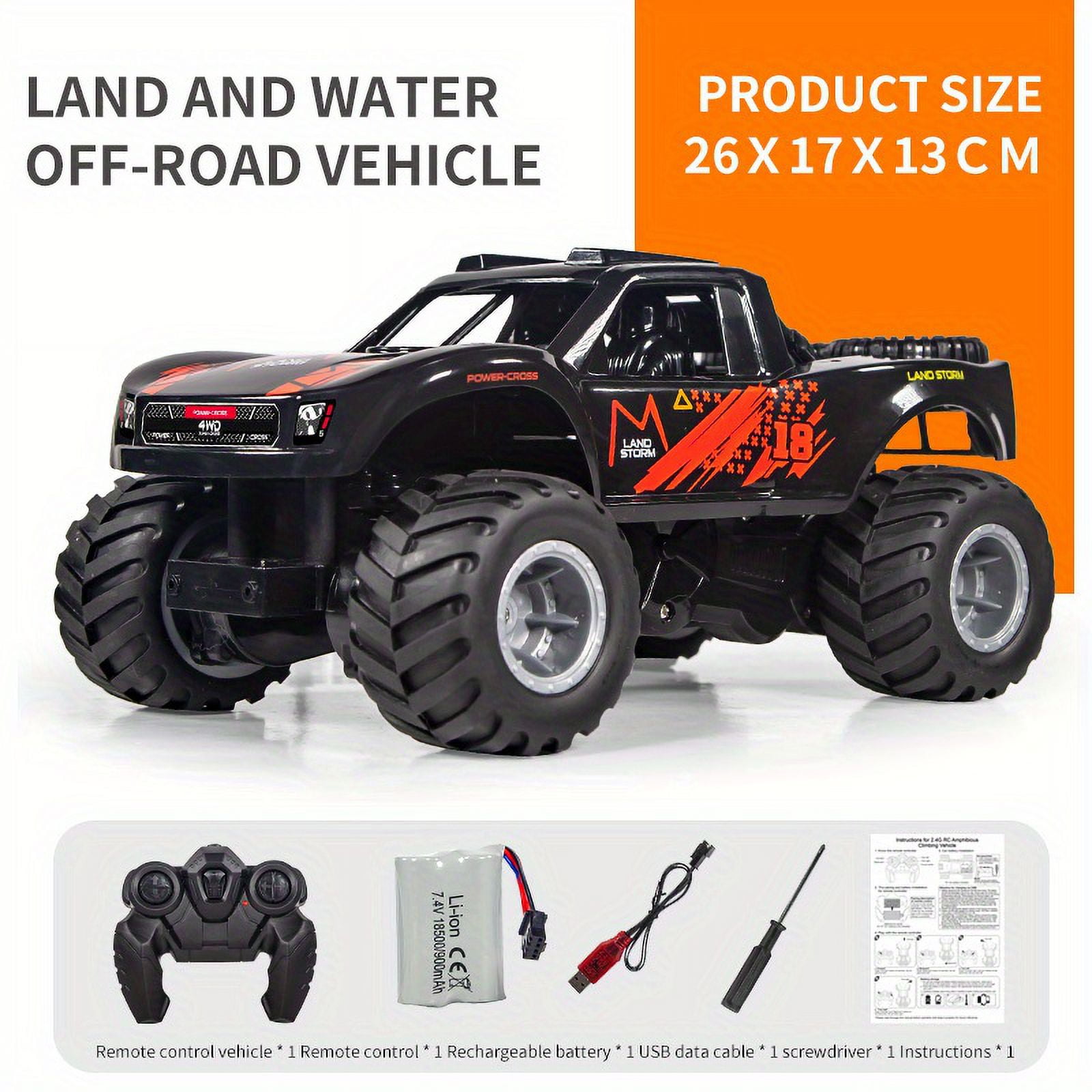 2.4G Remote Control Toy Car, Amphibious Vehicle, Long Endurance Lithium ...