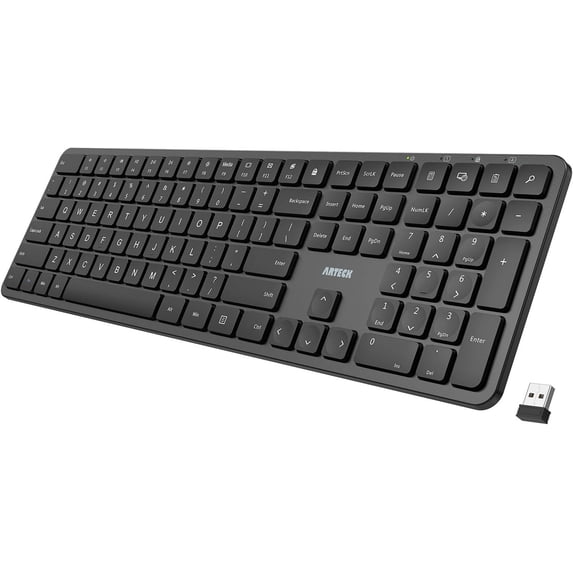 2.4G USB Wireless Keyboard Ultra Slim Full Size Keyboard with Numeric ...