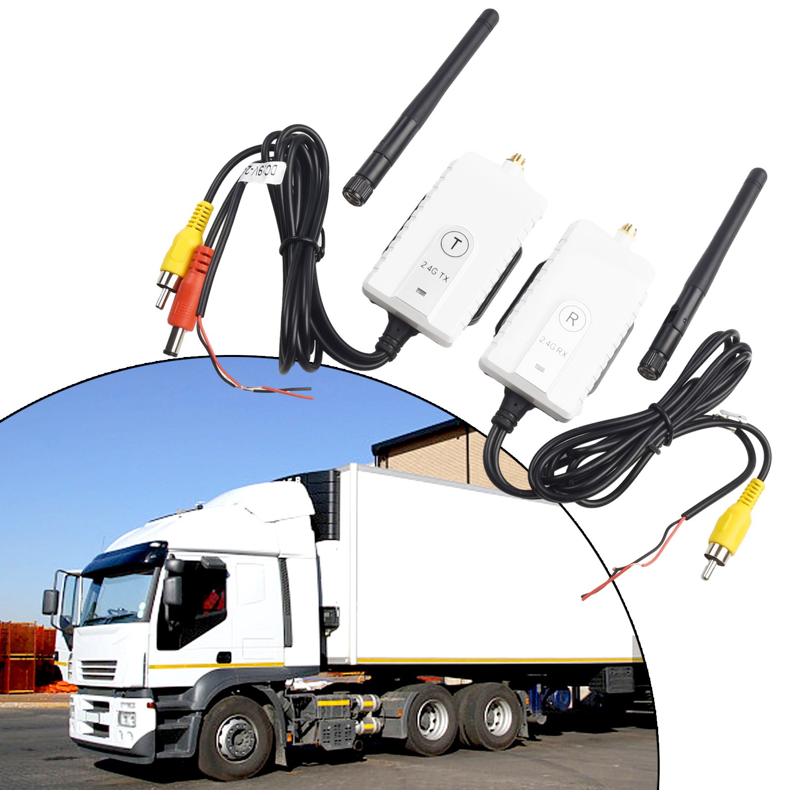 2.4G Wireless AV Cable Transmitter Receiver For Video Monitor Reverse ...