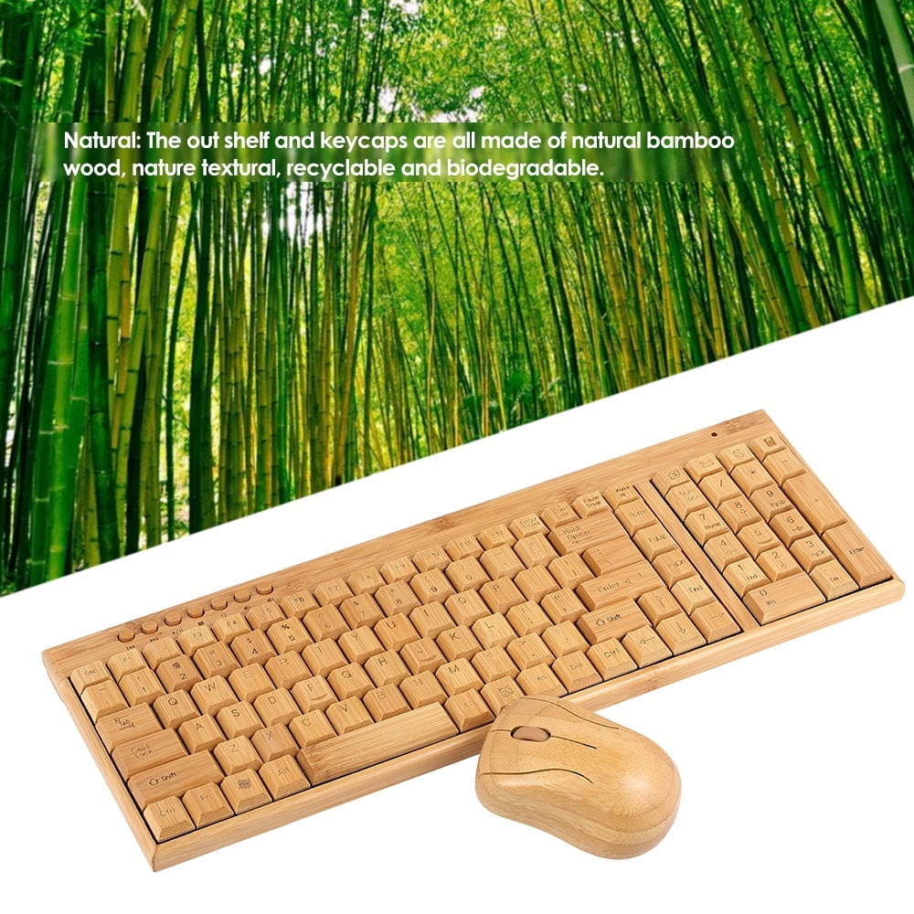 2.4G Wireless Bamboo PC Keyboard and Mouse Combo Combos Computer ...
