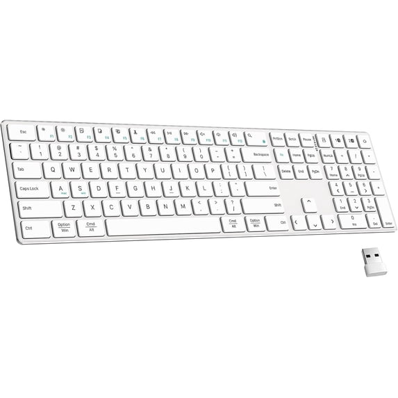 2.4G Wireless Bluetooth Keyboard Rechargeable, Stainless Steel Ultra ...