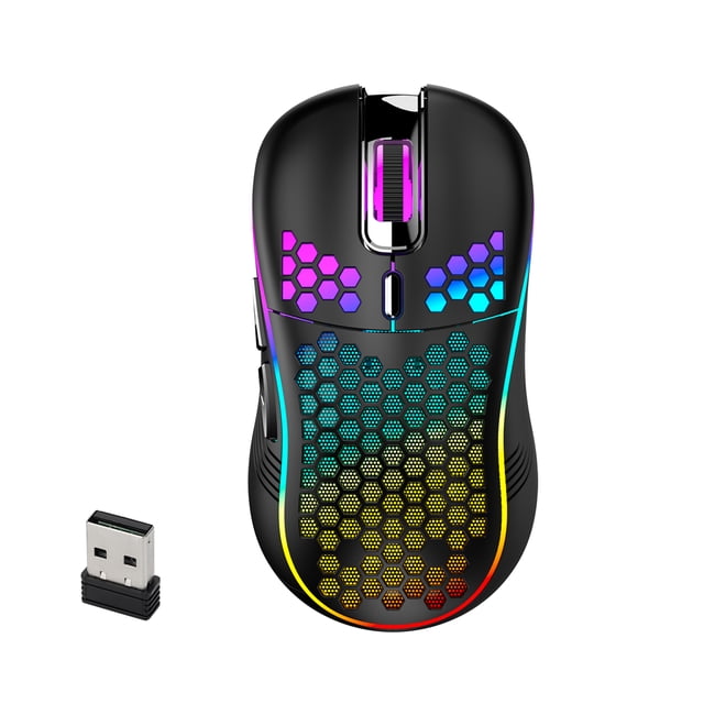 2.4G Wireless Gaming Mouse Mause Hollow Hole Rechargeable RGB Mice for ...