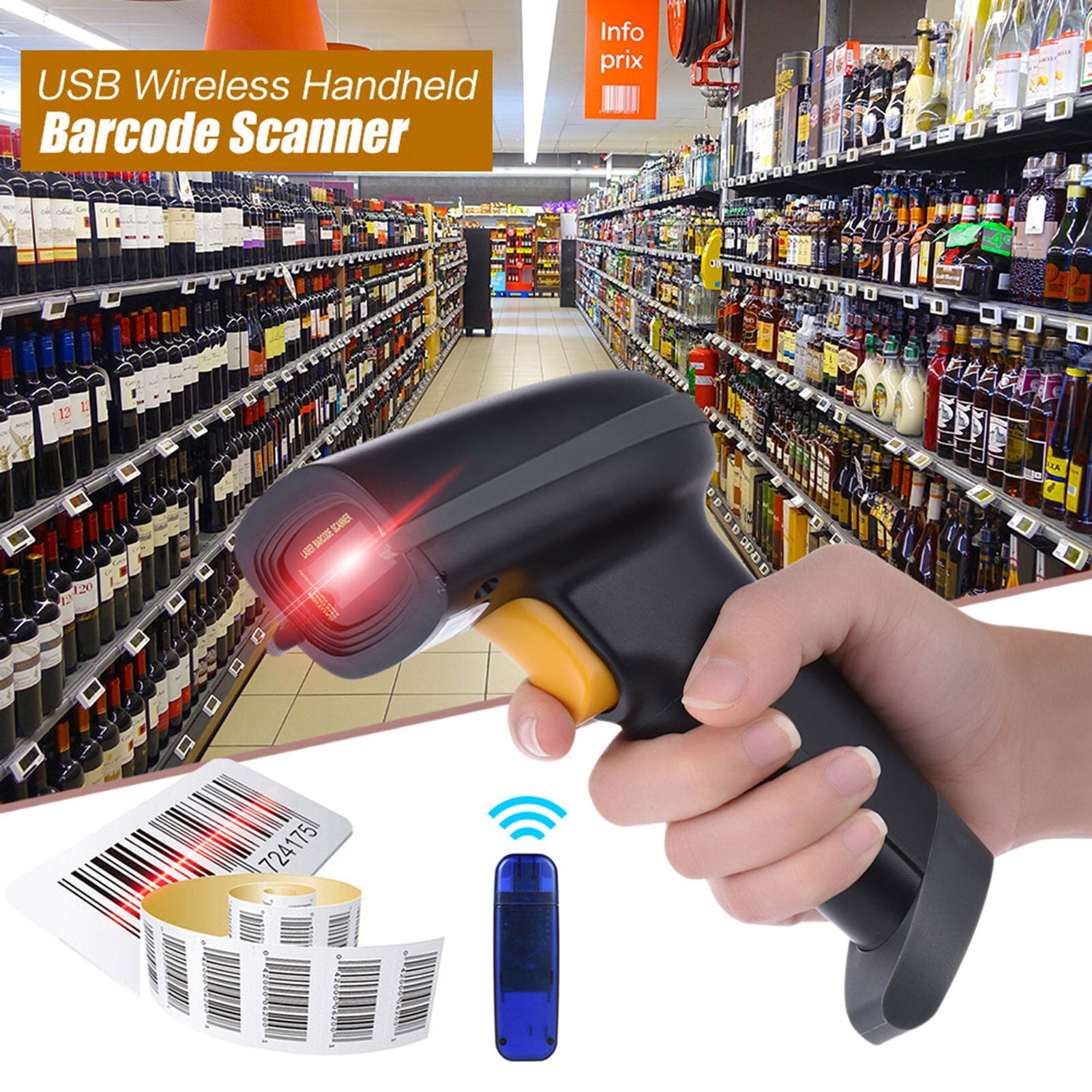 2.4G Wireless Handheld Barcode Scanner Bar Code Reader with Receiver ...