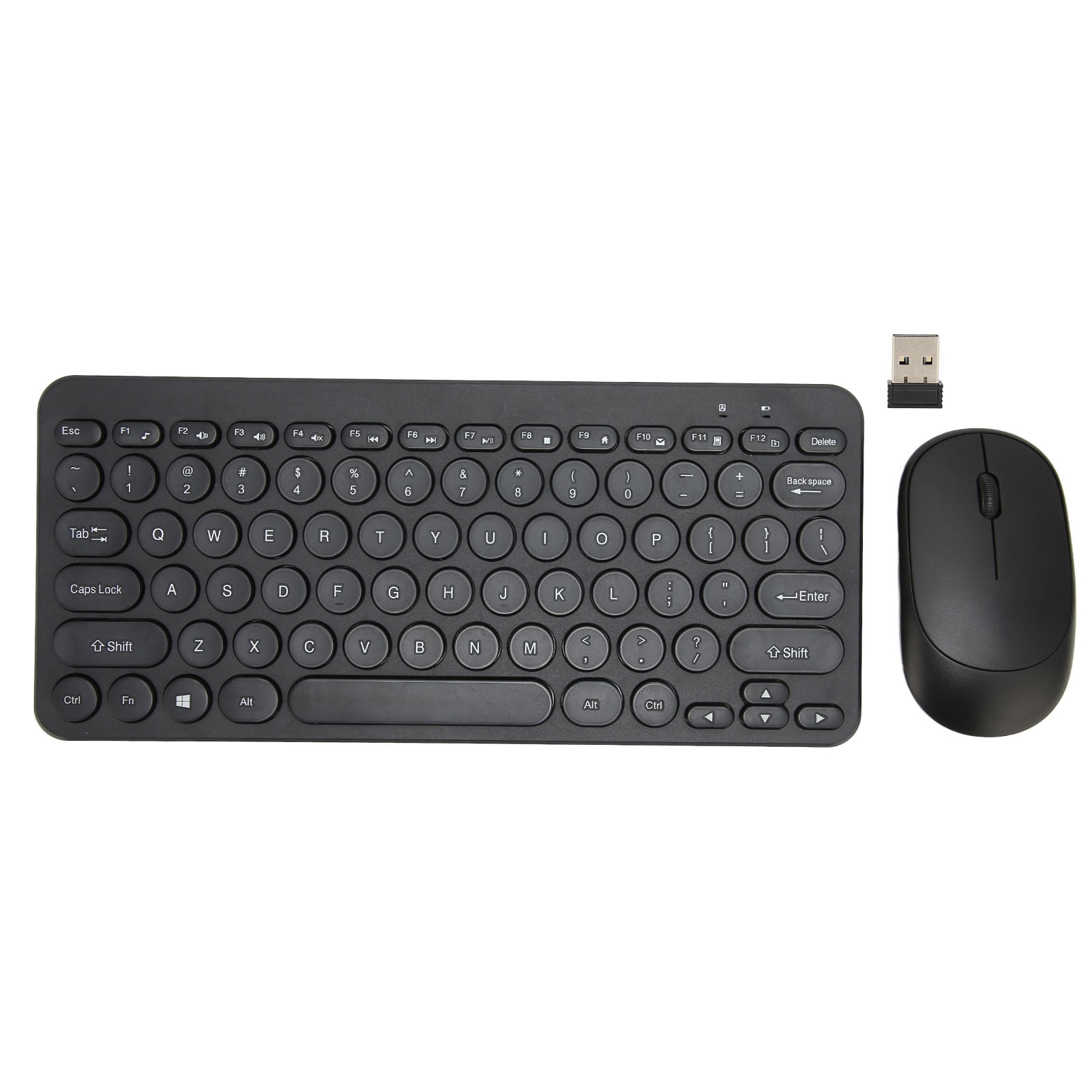 2.4G Wireless Keyboard Mouse Combo 78 Key Retro Round Keycap Mute ...