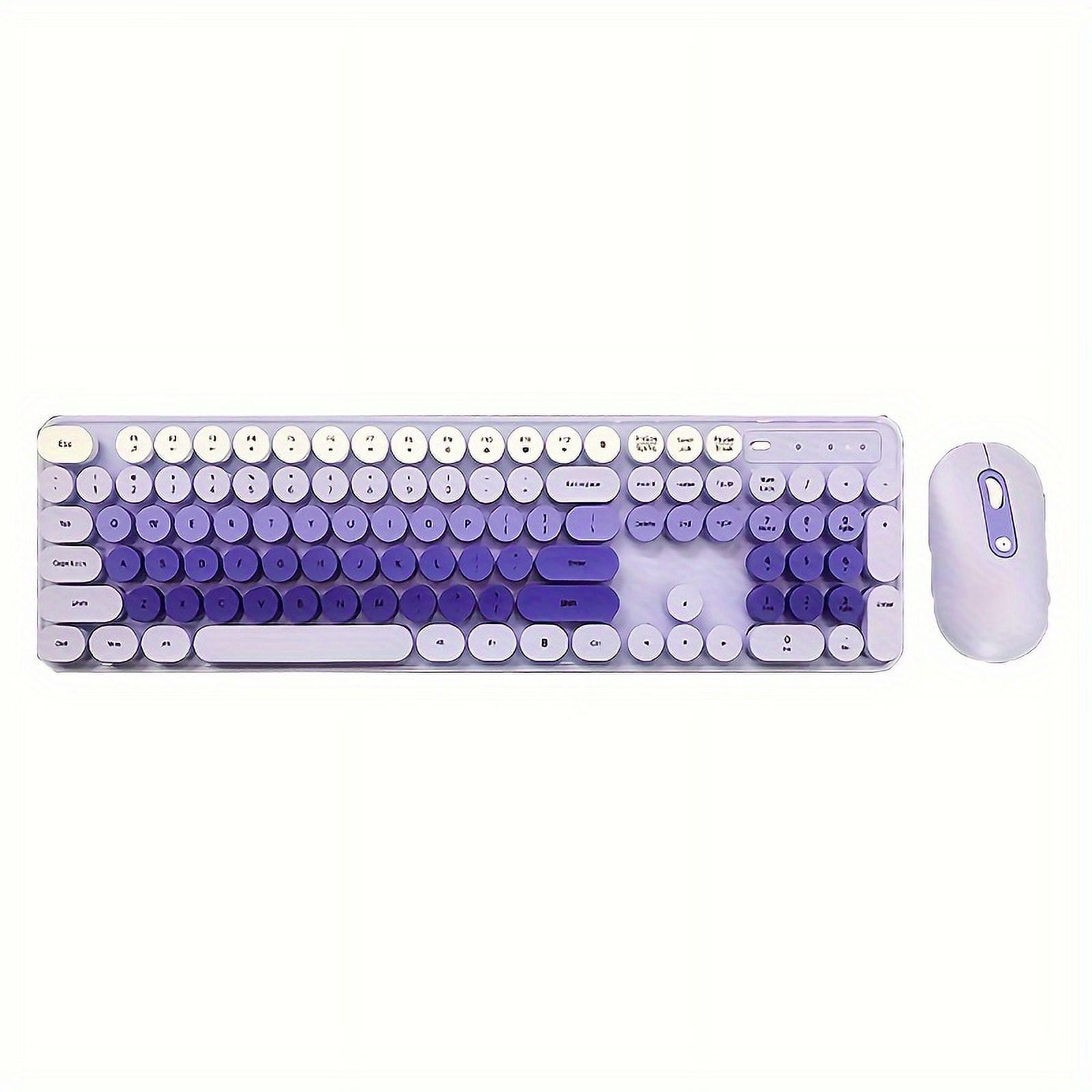 2.4G Wireless Keyboard and Mouse Combo:Silent Full-Sized Retro ...
