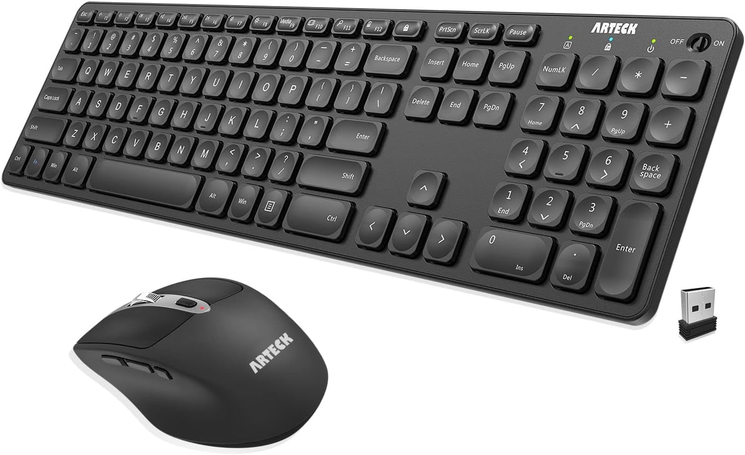 2.4G Wireless Keyboard and Mouse Combo Ultra Slim Full Size Keyboard ...