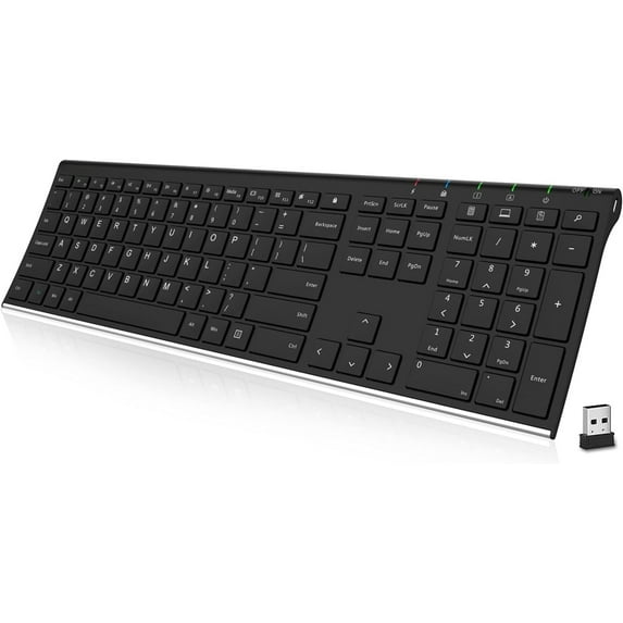 Wireless Keyboard Stainless Steel Ultra Slim Full Size Keyboard with ...