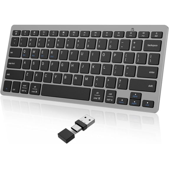 2.4G Wireless Keyboard, Ultra-Slim Compact Mini Keyboard with Type-C ...