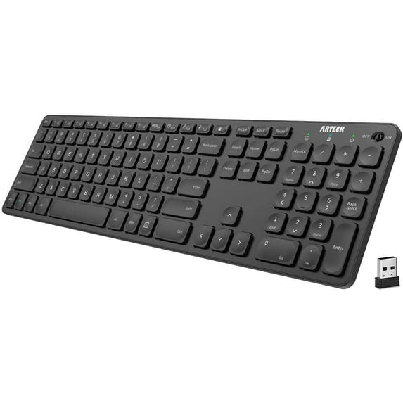 2.4G Wireless Keyboard Ultra Slim Full Size Keyboard with Numeric ...