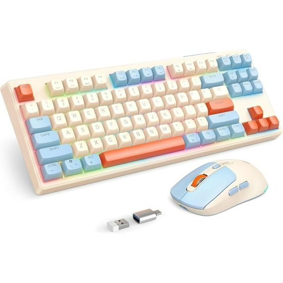 2.4G Wireless Keyboard and Mouse Combo, RGB Backlit Keyboard Mouse Set ...