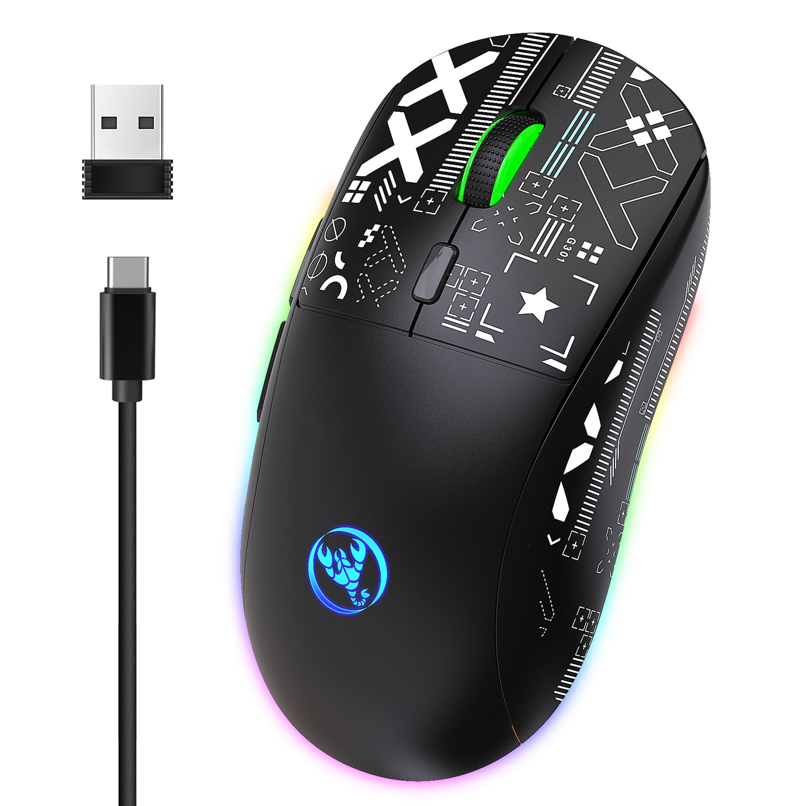 2.4G Wireless Mechanical Mouse RGB Gaming Mouse Ergonomic 10 Million ...