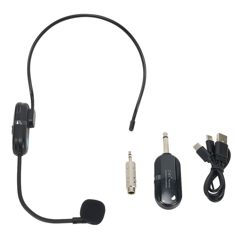2.4G Wireless Microphone Headset 160FT Range Headset Mic For Voice ...