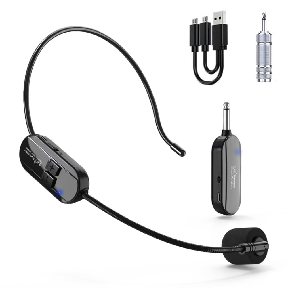 2.4G Wireless Microphone Headset 160FT Range Mic for Teach Outdoor ...