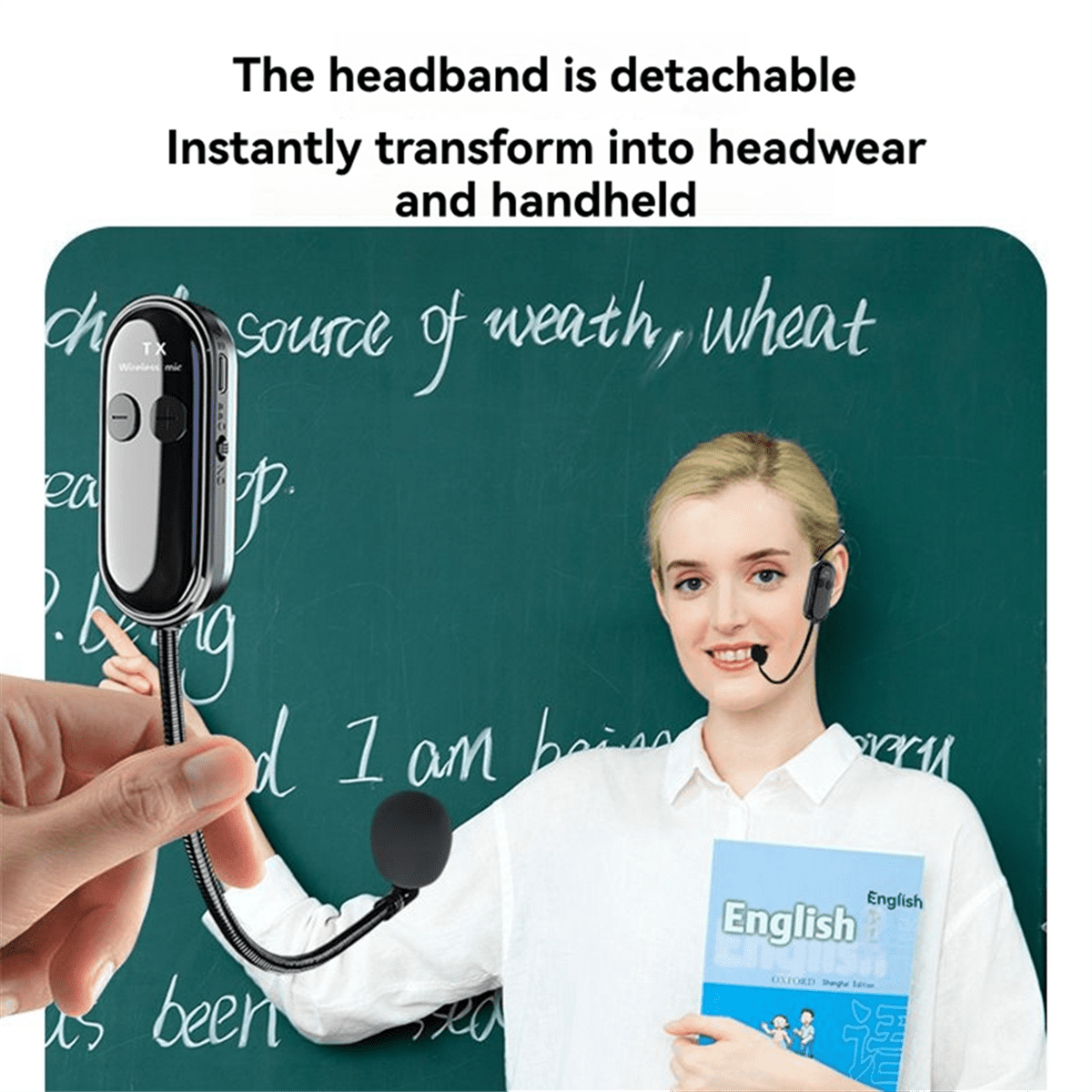 2.4G Wireless Microphone Headset Long Range Head Handheld Mic 2 in 1 ...
