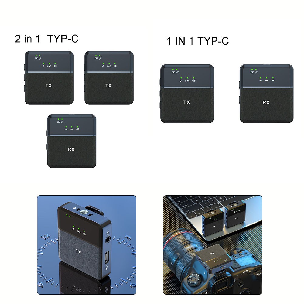 2.4G Wireless Microphone System Transmitters Receiver Clip On Mic With ...