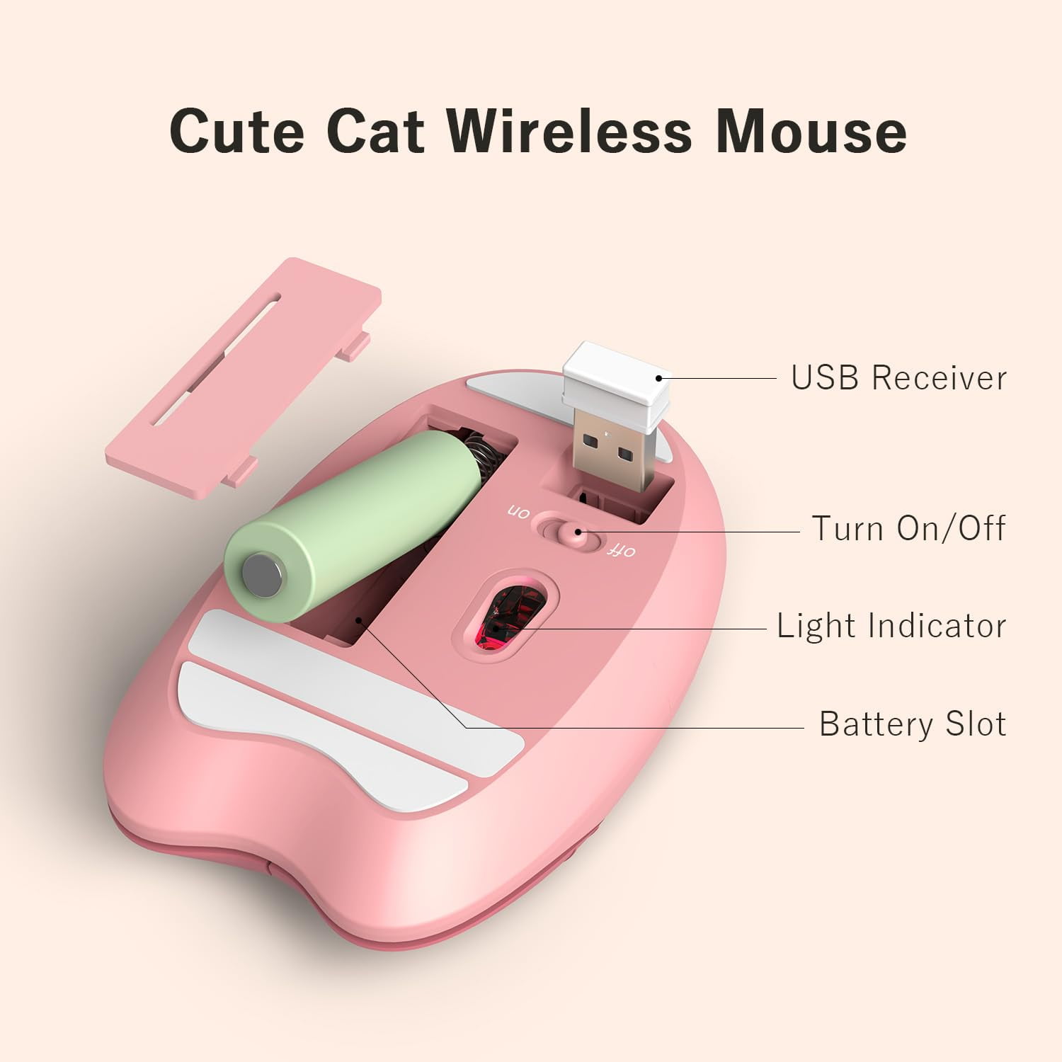 2.4G Wireless Mouse, Lightweight Soundless, 3 Levels DPI, Kawaii Mouse ...