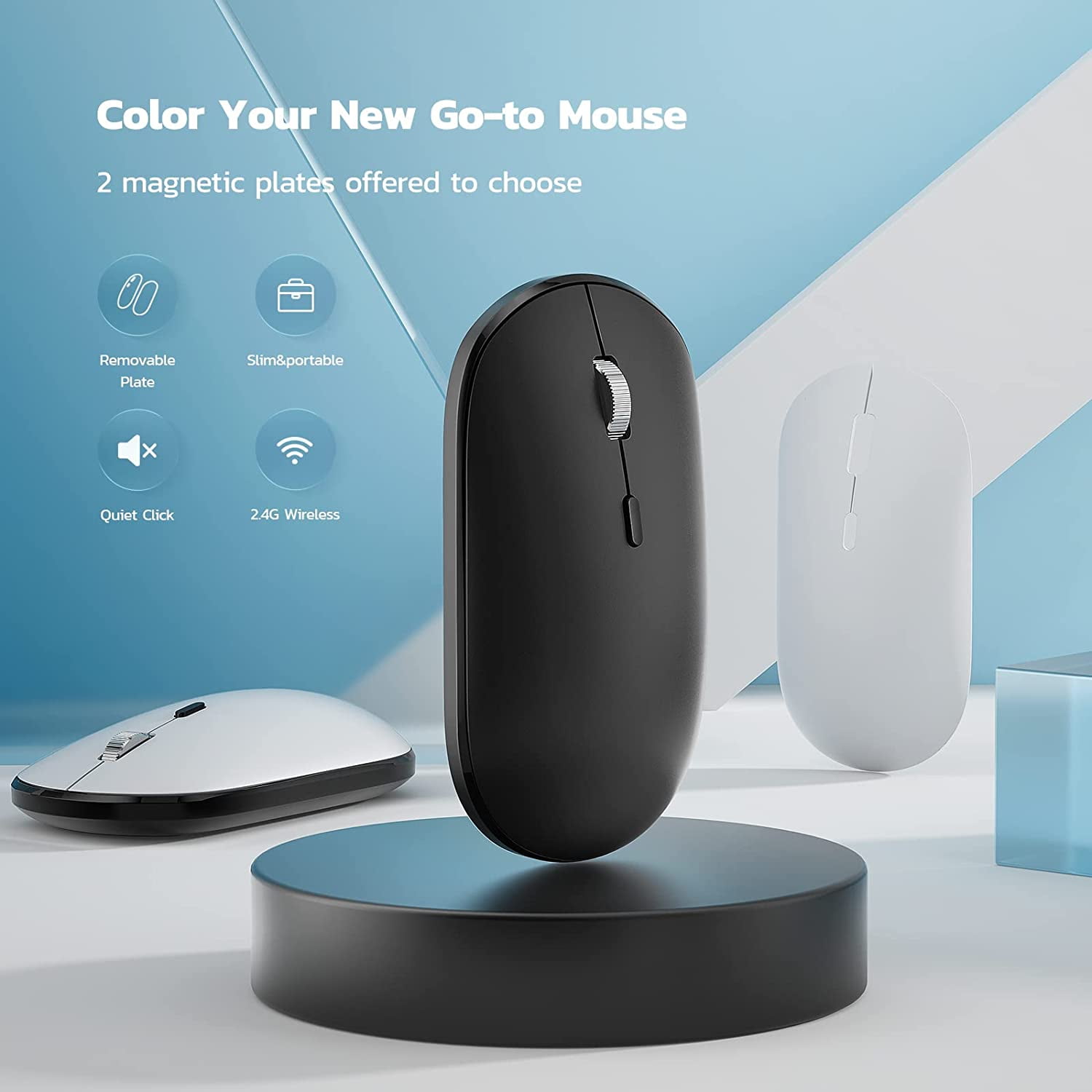 2.4G Wireless Mouse with Magnetic Plate, 3 Adjustable DPI Level, Ultra ...