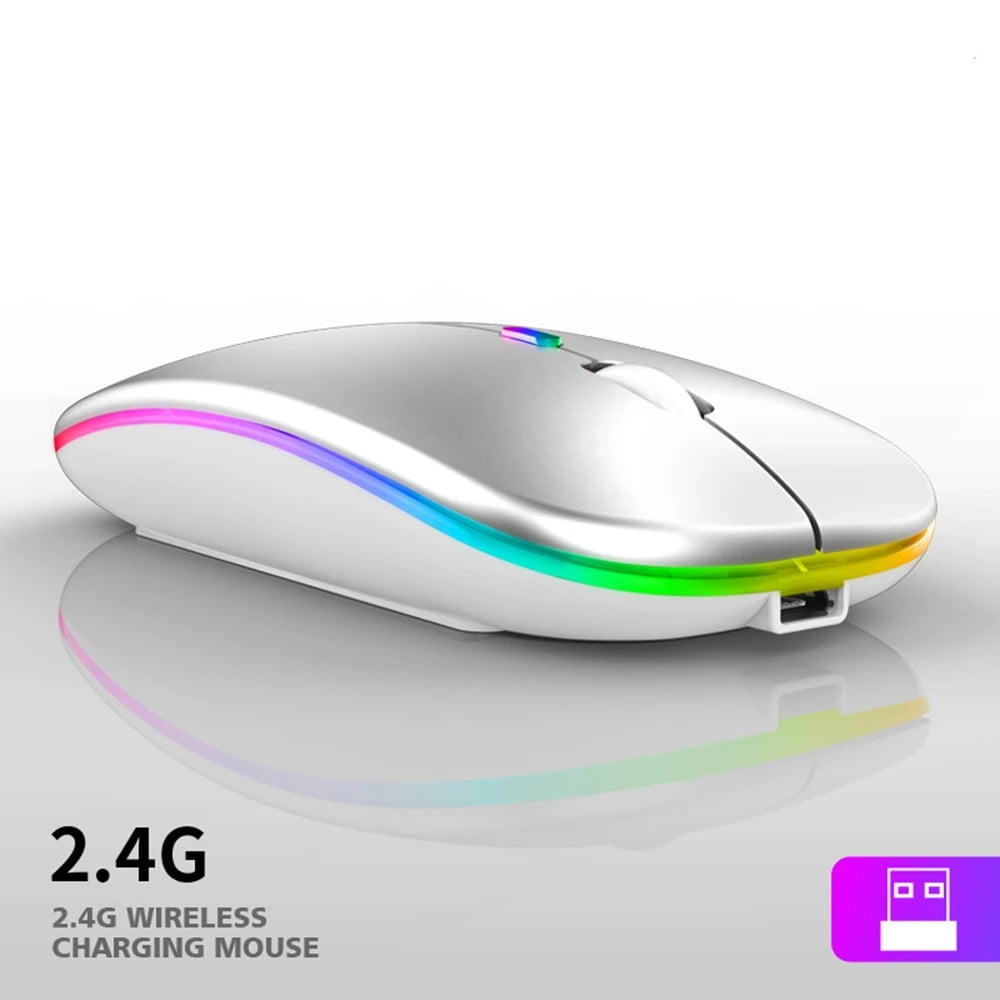 2.4G Wireless Mouse RGB Rechargeable Mice Wireless Computer Mause LED ...