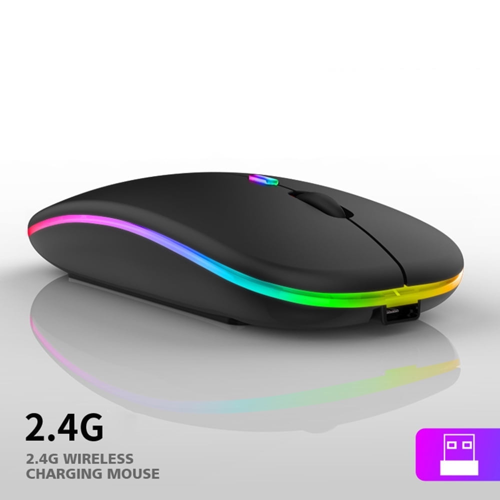 2.4G Wireless Mouse RGB Rechargeable Mice Wireless Computer Mause LED ...