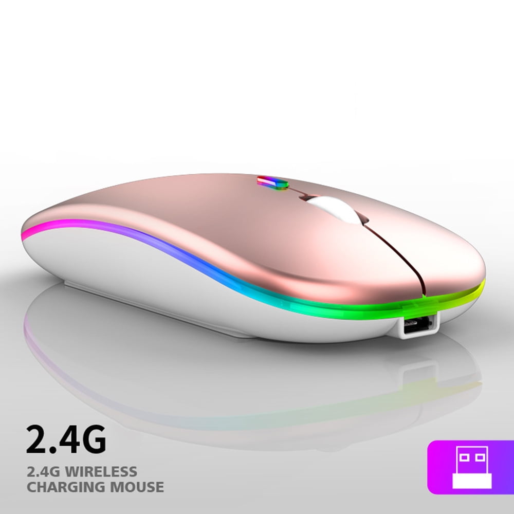 2.4G Wireless Mouse RGB Rechargeable Mice Wireless Computer Mause LED ...