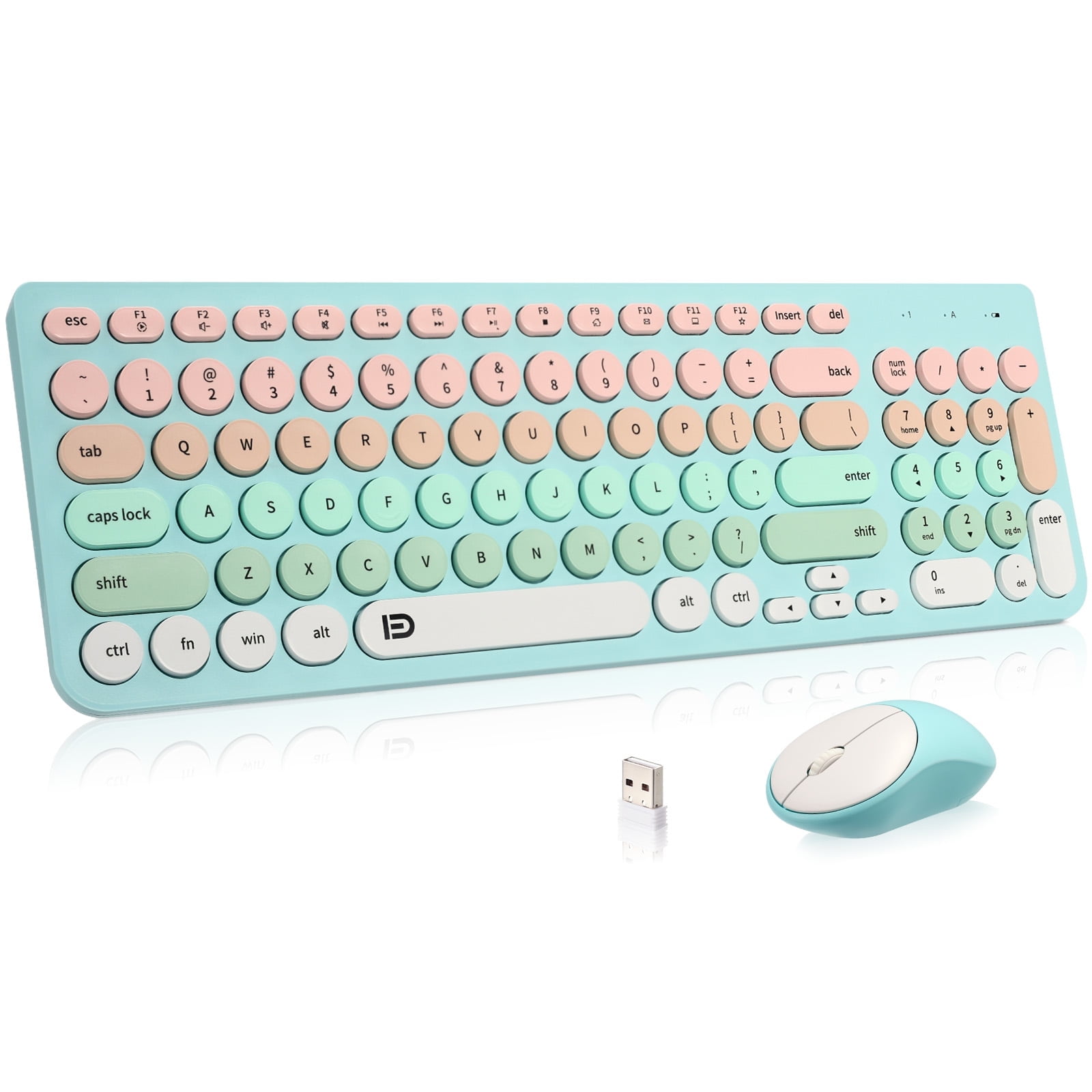 2 4g Wireless Retro Punk Round Keycap Keyboard And Mouse Combo For Pc Lapto