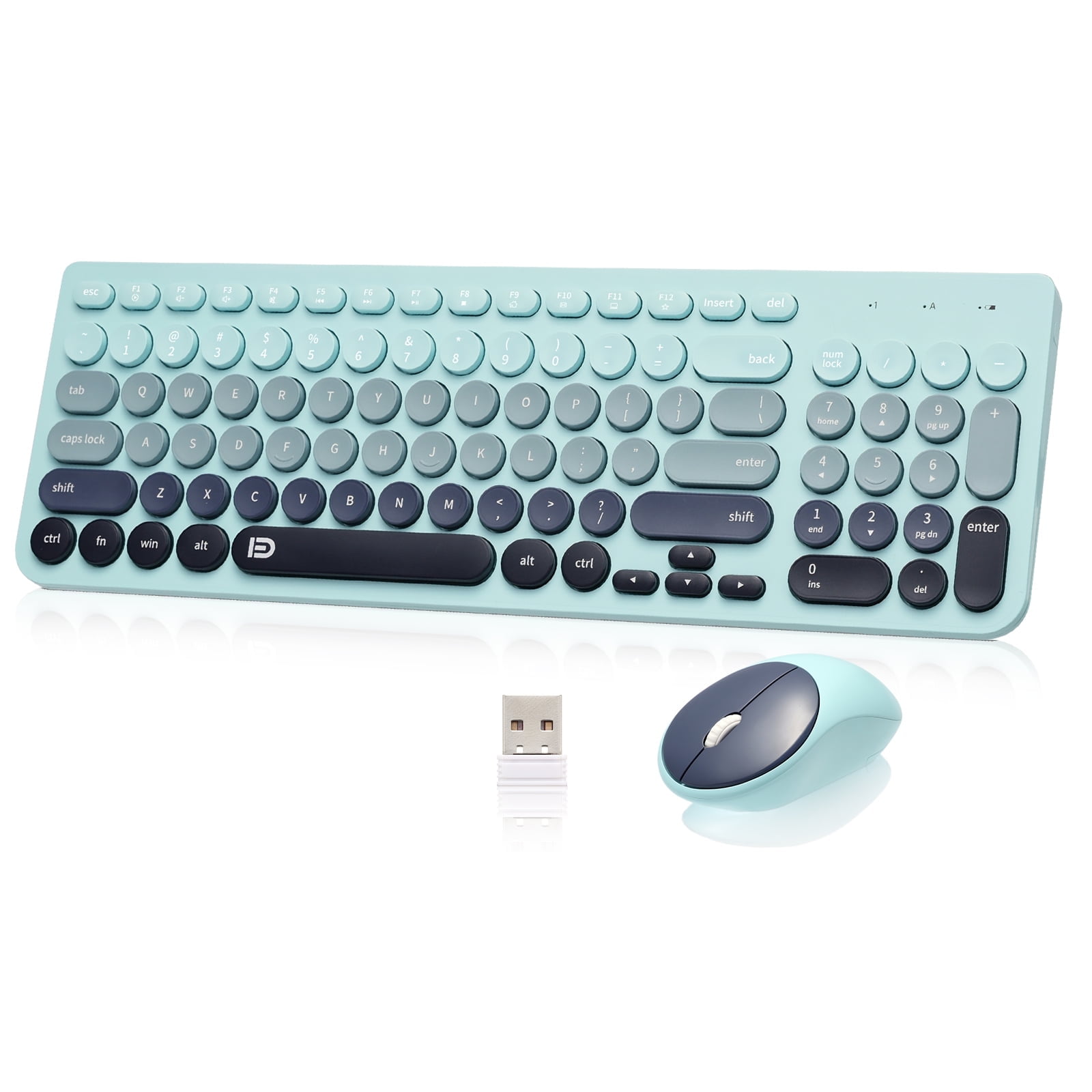 2.4G Wireless Retro Punk Round Keycap keyboard and Mouse Combo for PC ...