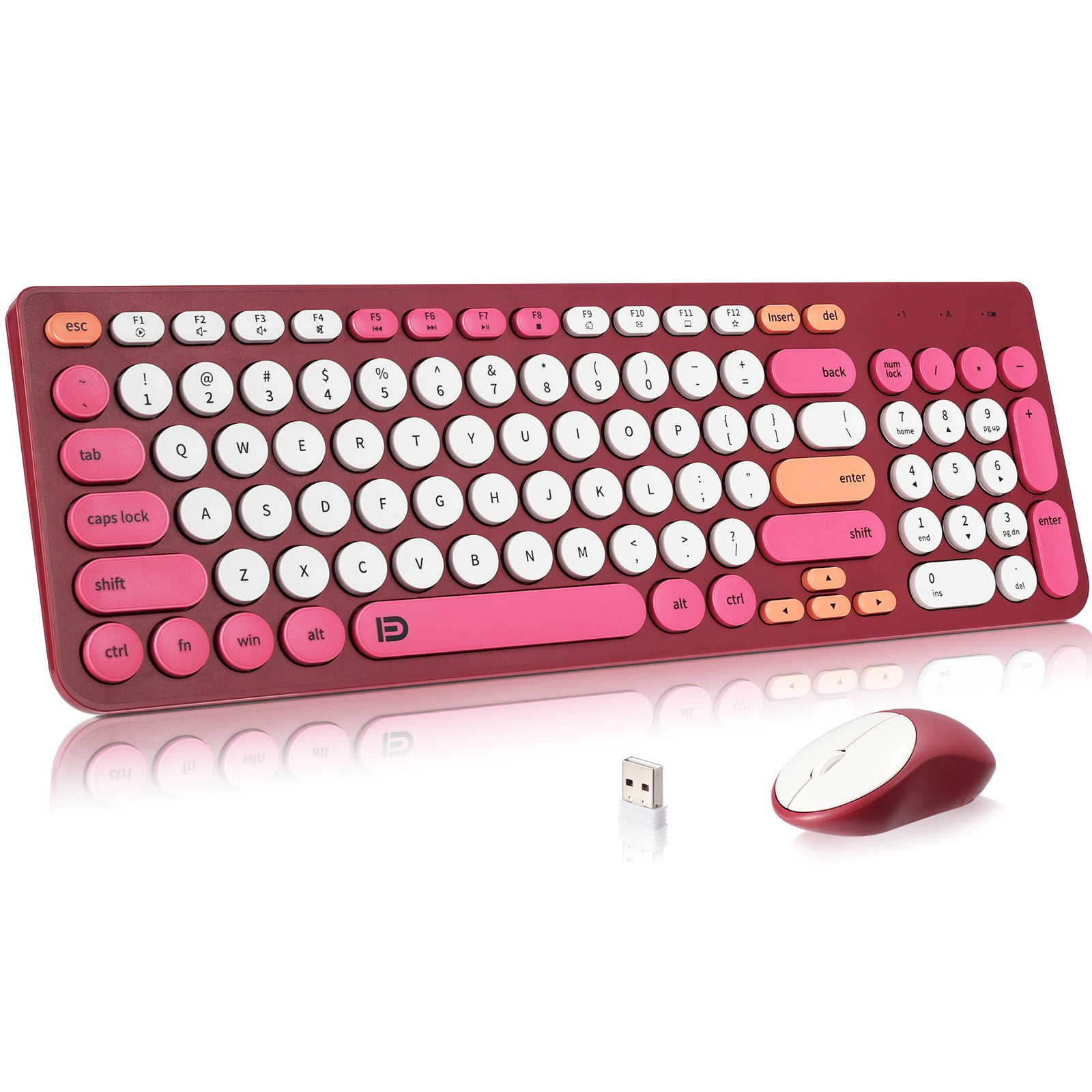 2.4G Wireless Retro Punk Round Keycap keyboard and Mouse Combo for PC ...