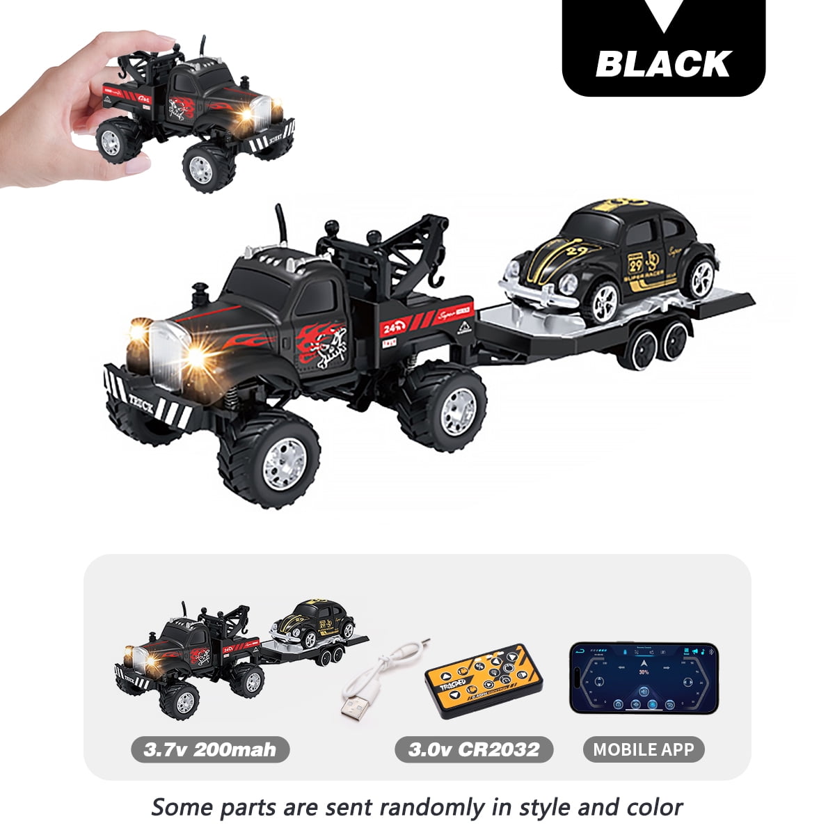 2.4G bigfoot with trailer remote control maintenance car, reinforced ...