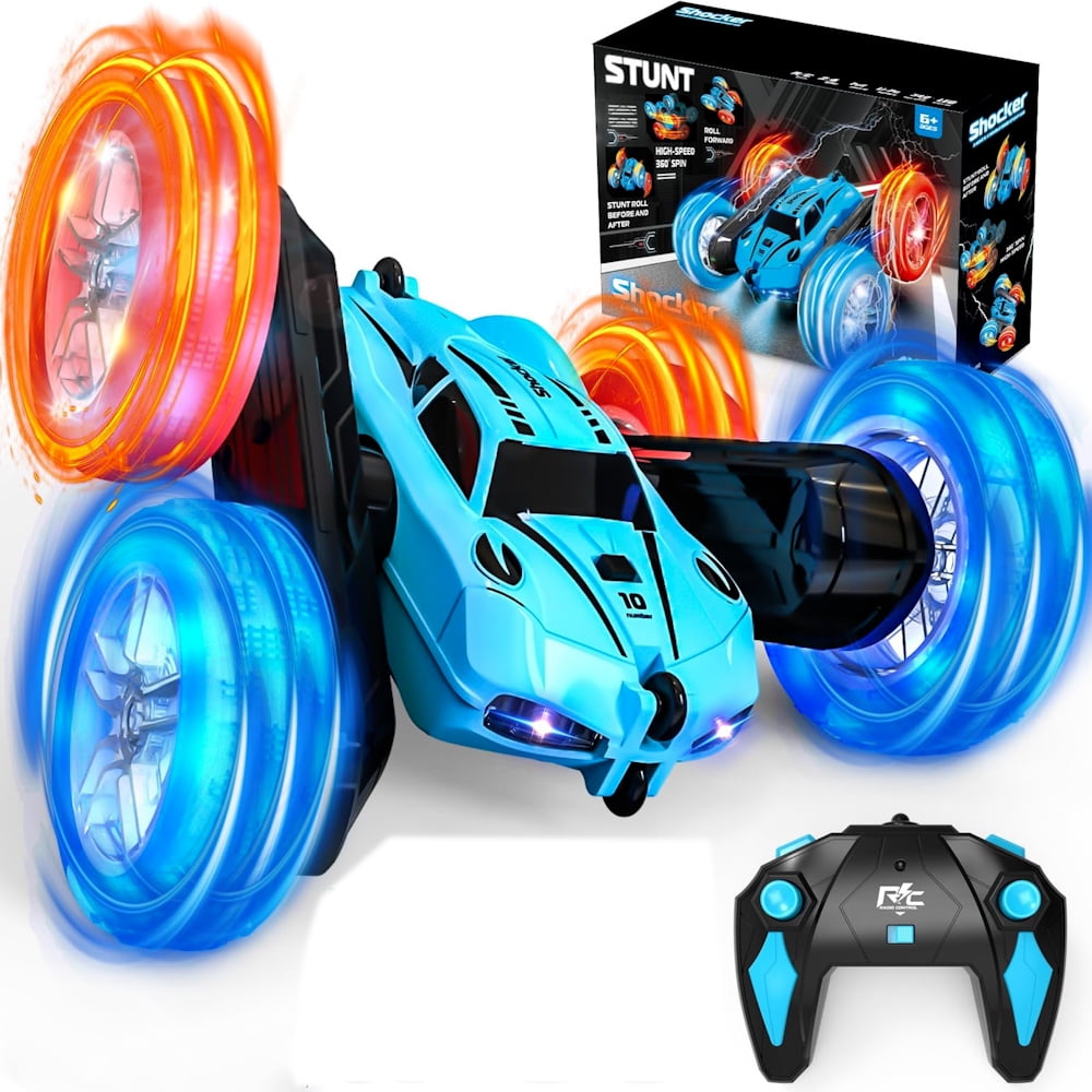 2.4GHz RC Remote Control LED Lights Stunt Double-Sided Off-Road Track ...