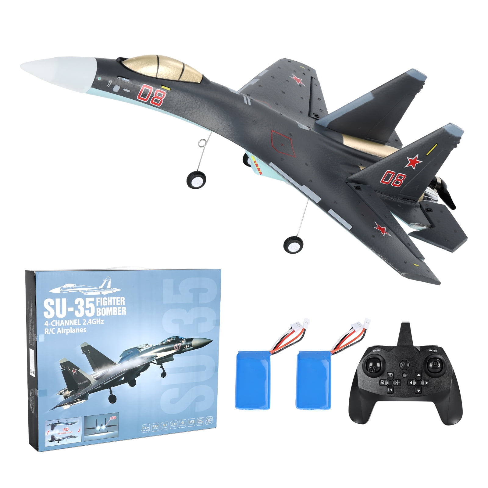 2.4GHz Remote Control Airplane with Light, 4 Channel Brushless RC ...