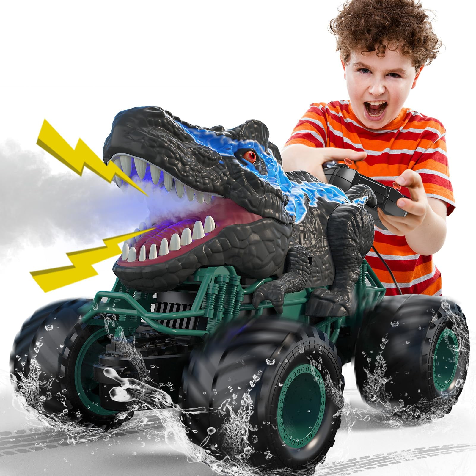 MINKUROW 2.4GHz Remote Control Dinosaur Car Trucks Toys for Kids Boys ...
