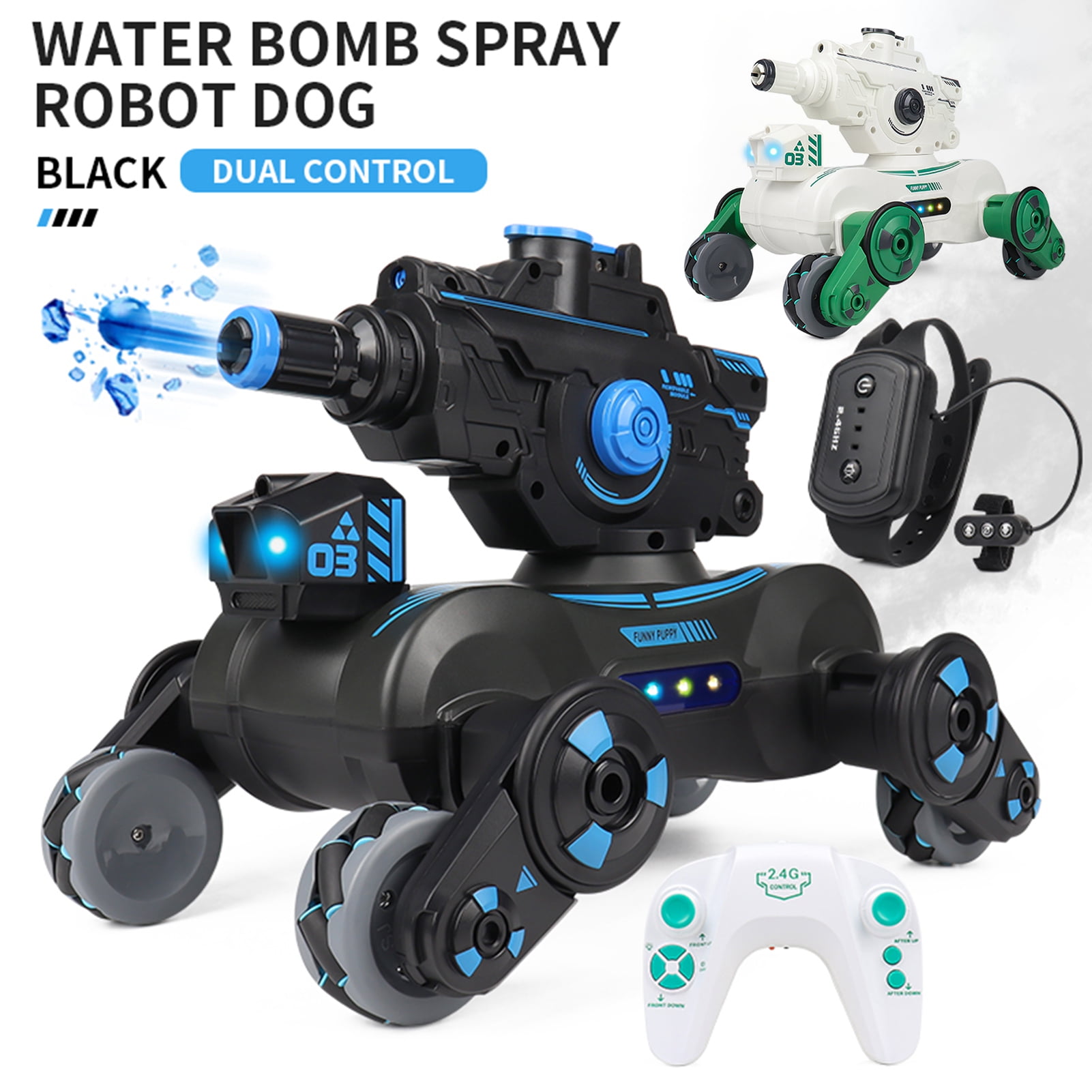 2.4GHz Remote Control Robot Dog with Spray Music Light Water Bullets ...