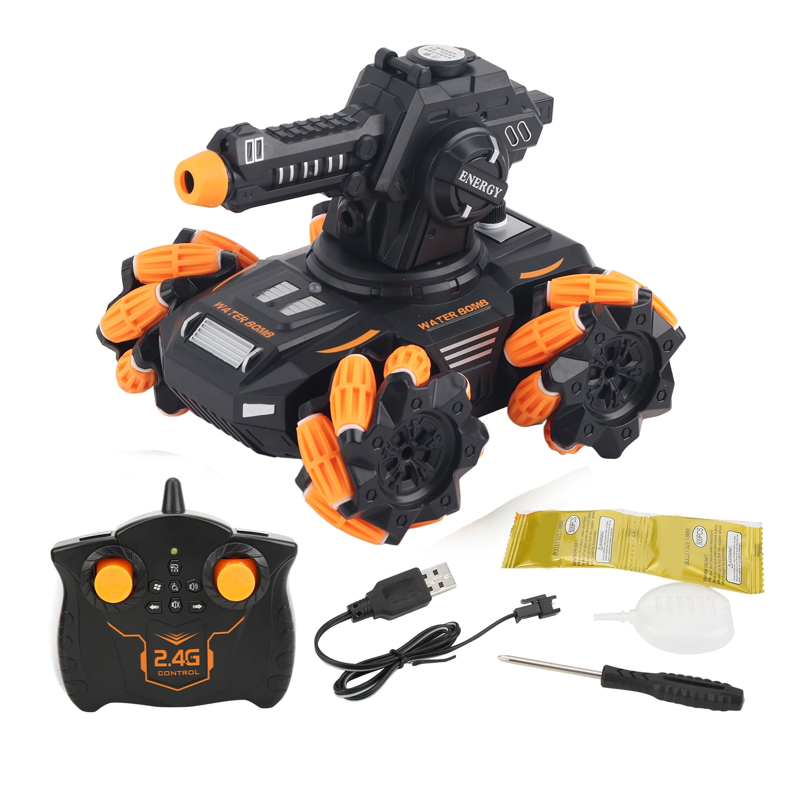 2.4GHz Remote Control Tank Car 7 Mini Wheels Military Vehicle Toy 360 ...