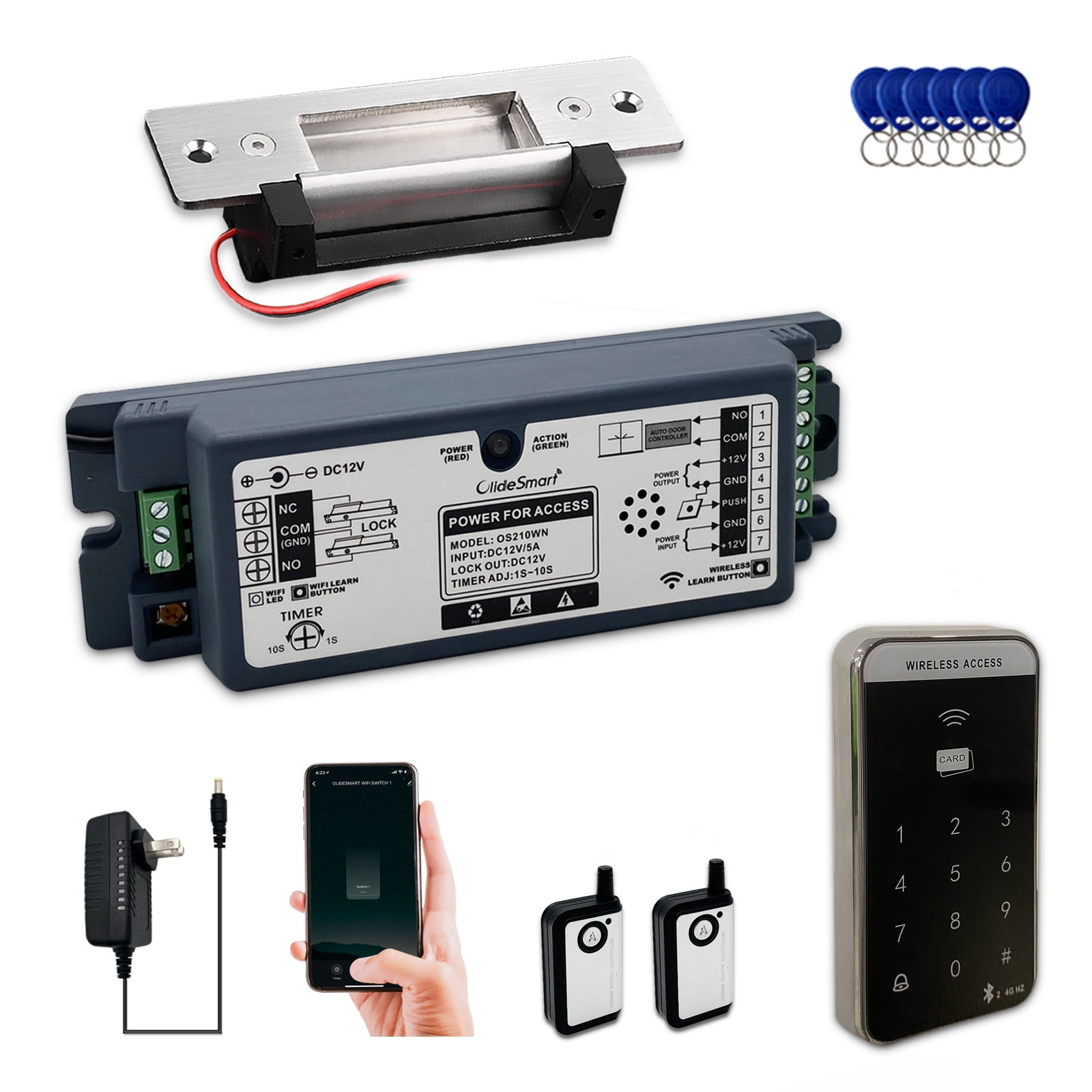 2.4GHz WiFi Access Control 880lb Holding NO NC Adjustable Electic ...