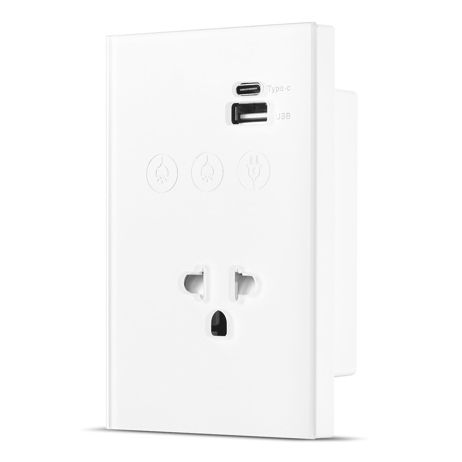 2.4GHz WiFi Wall Touch Light Switch with Type-C USB Power Outlet ...