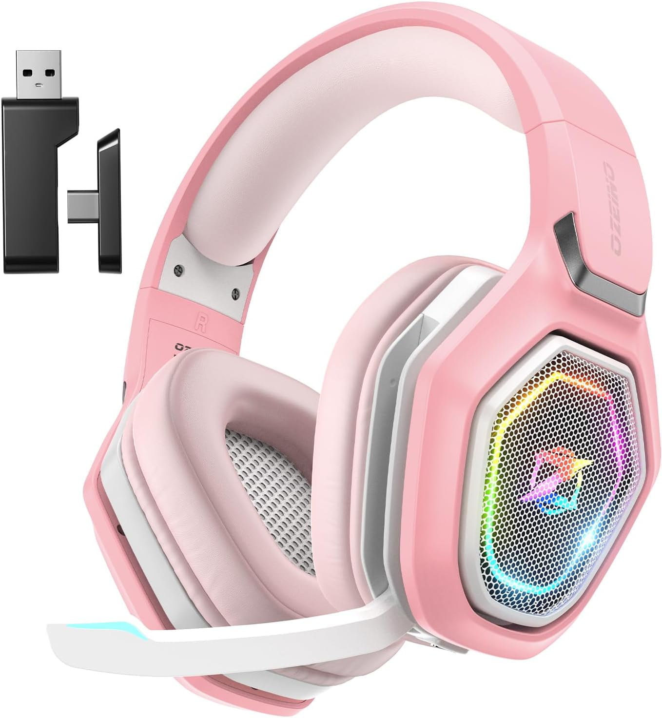 2.4GHz Wireless Gaming Headset with Flip Mic, USB-A & USB-C Transmitter ...