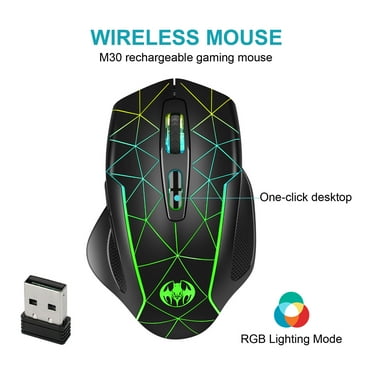 Wireless Gaming Mouse Rechargeable with Rainbow RGB Backlit,Optical ...