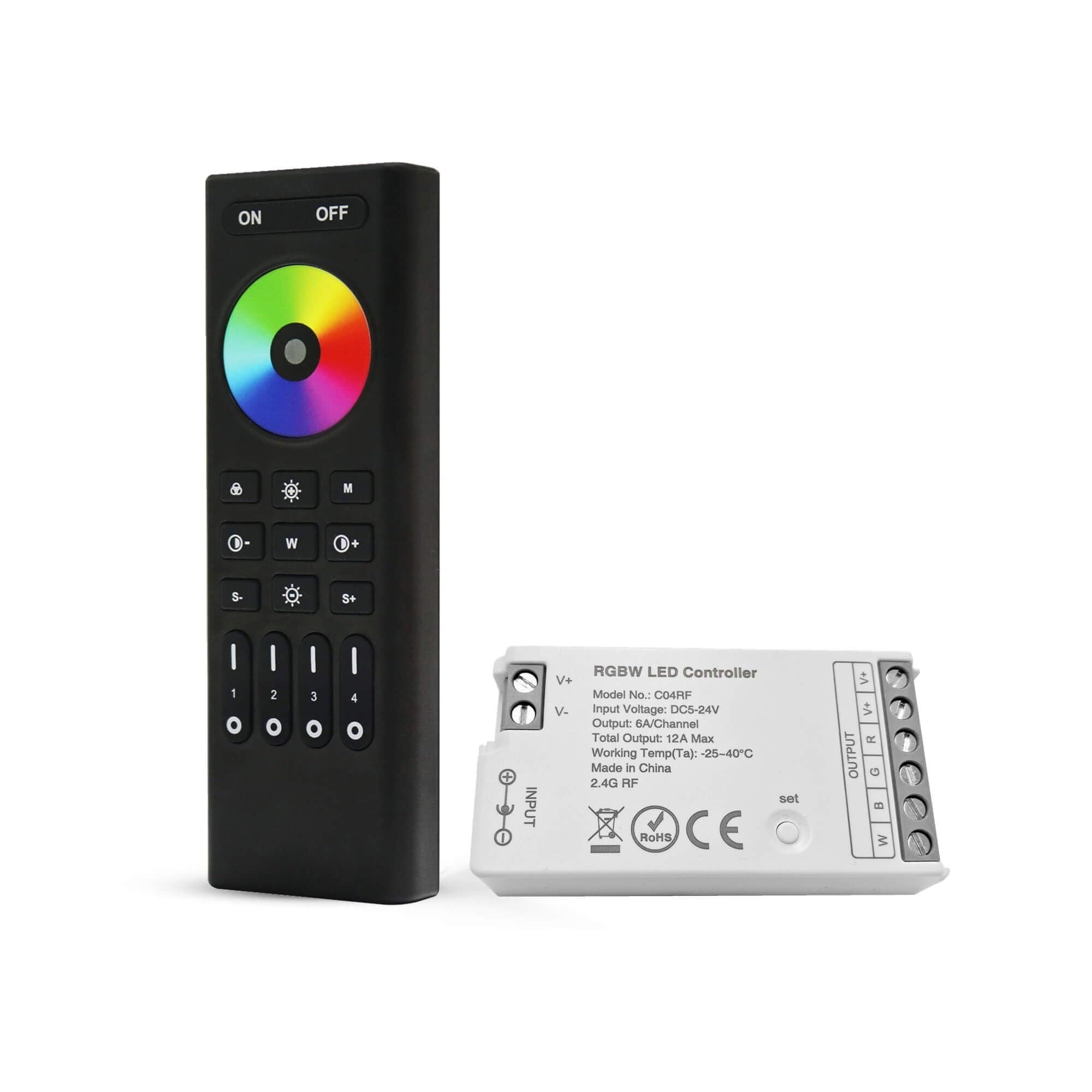 2.4GHz Wireless LED Controller with 4 Zone Remote Control Kit,2X RGBW ...