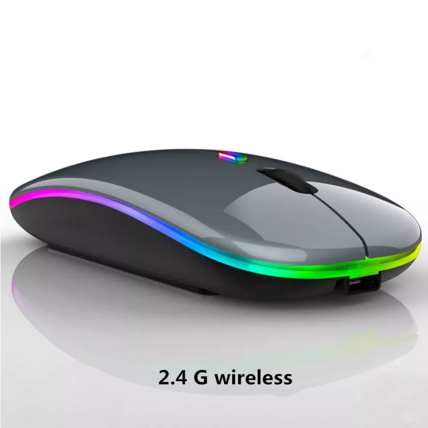2.4GHz Wireless LED Optical Mouse USB Rechargeable RGB Cordless Mice ...