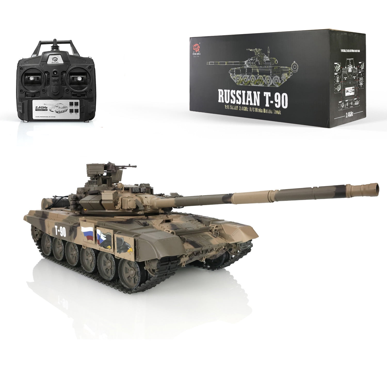 2.4Ghz Henglong 1/16 Scale 7.0 Plastic Ver Russia T90 RTR RC Tank 3938 ...