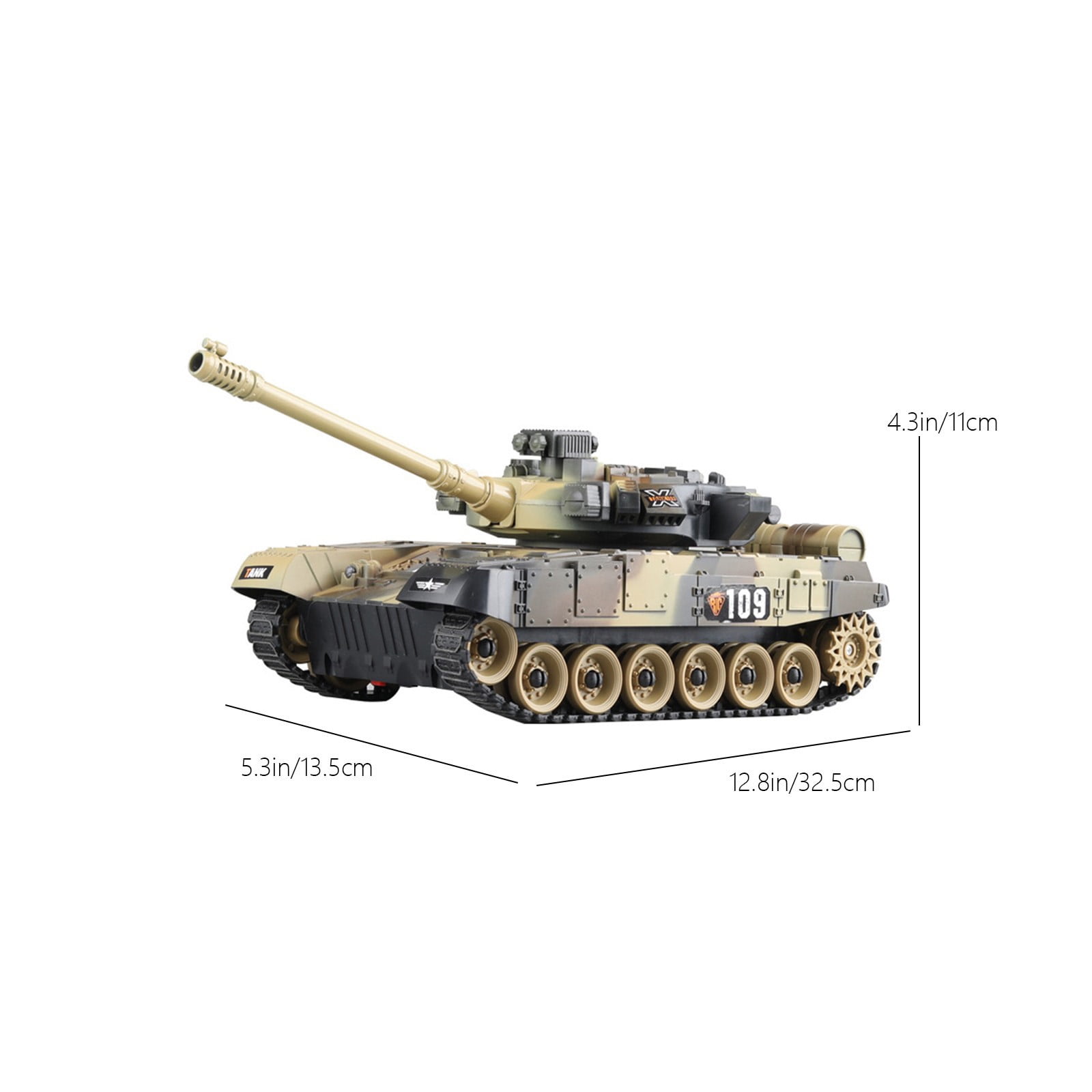 2.4Ghz Remote Control Tank Military Model with Lights Sounds 360 ...