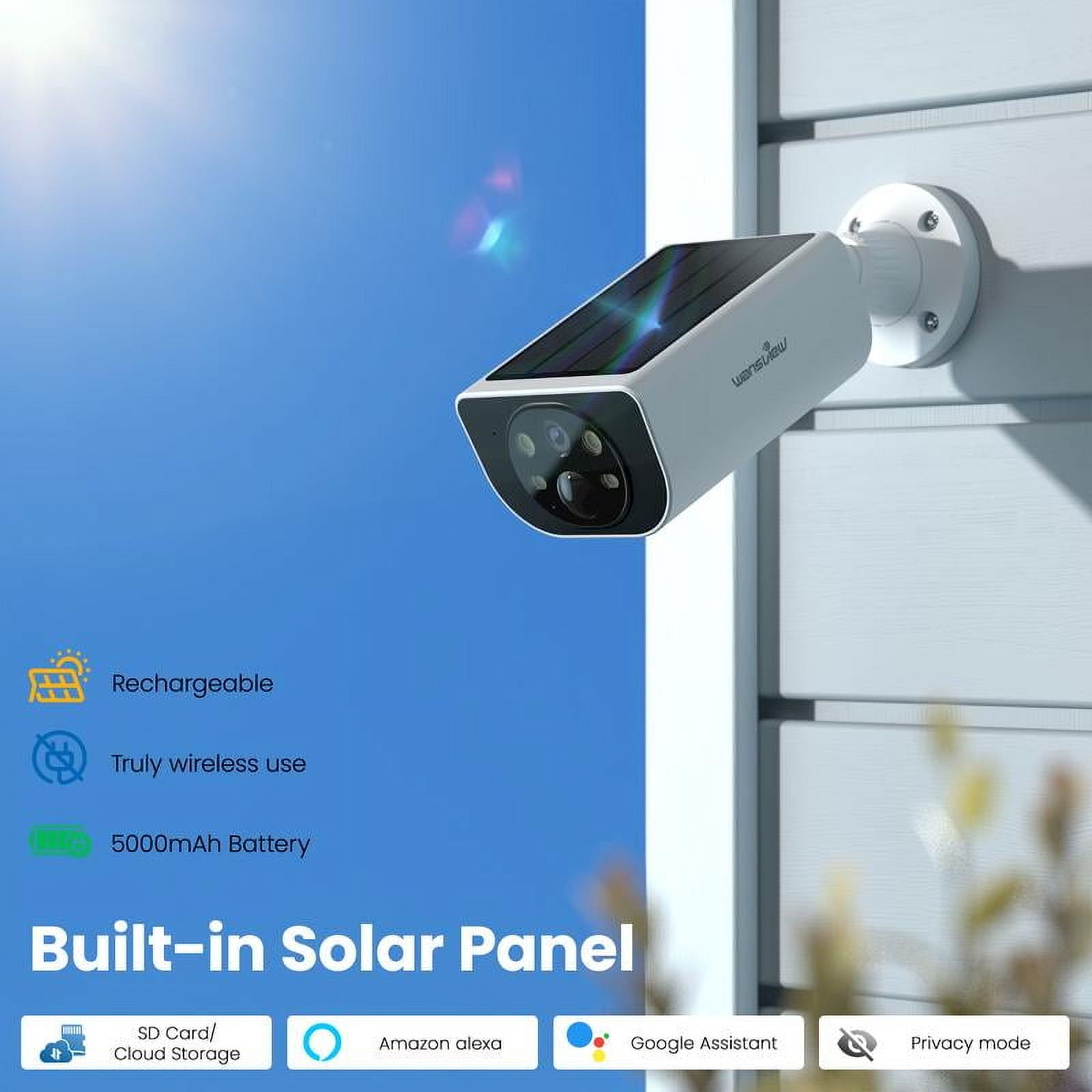 2.4Ghz WiFi Home Security Cameras Continuous Solar Power - Security ...