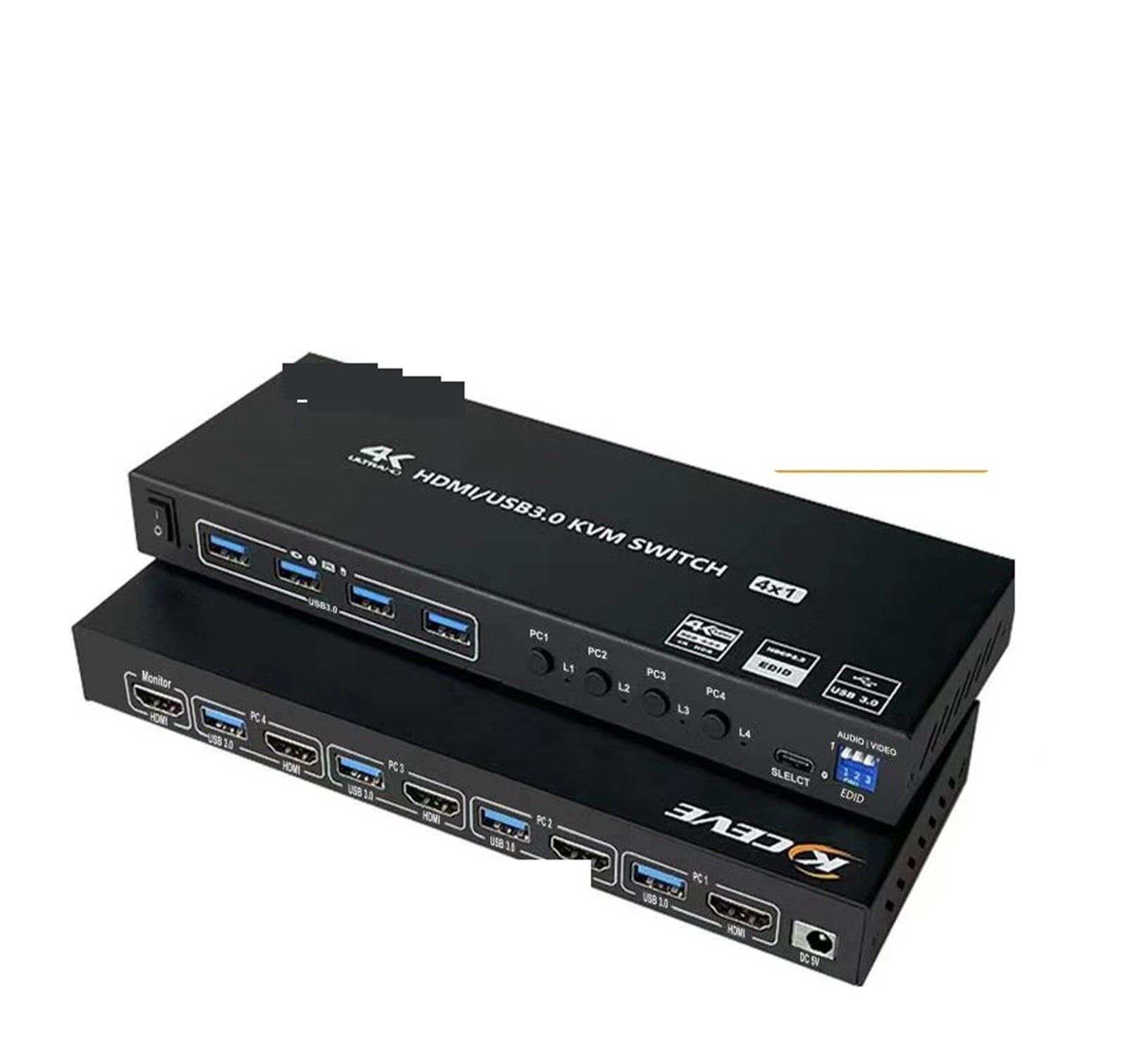 2/4In-1Out USB 3.0/4K@60Hz KVM Switch Box For 2 PC Sharing Keyboard ...