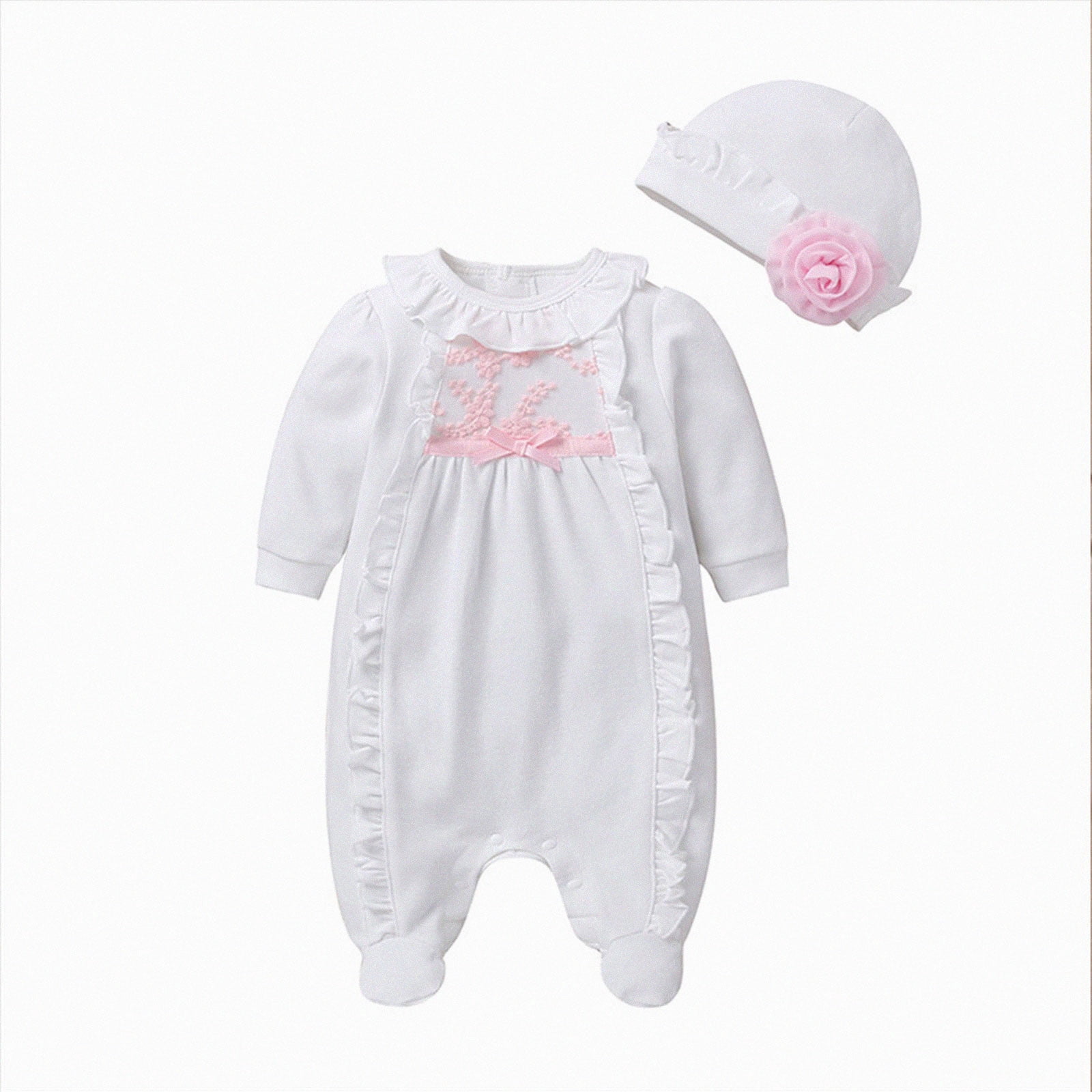 2-4M Infant Jumpsuit Newborn Infant Baby Girls Solid Ruffles Floral ...