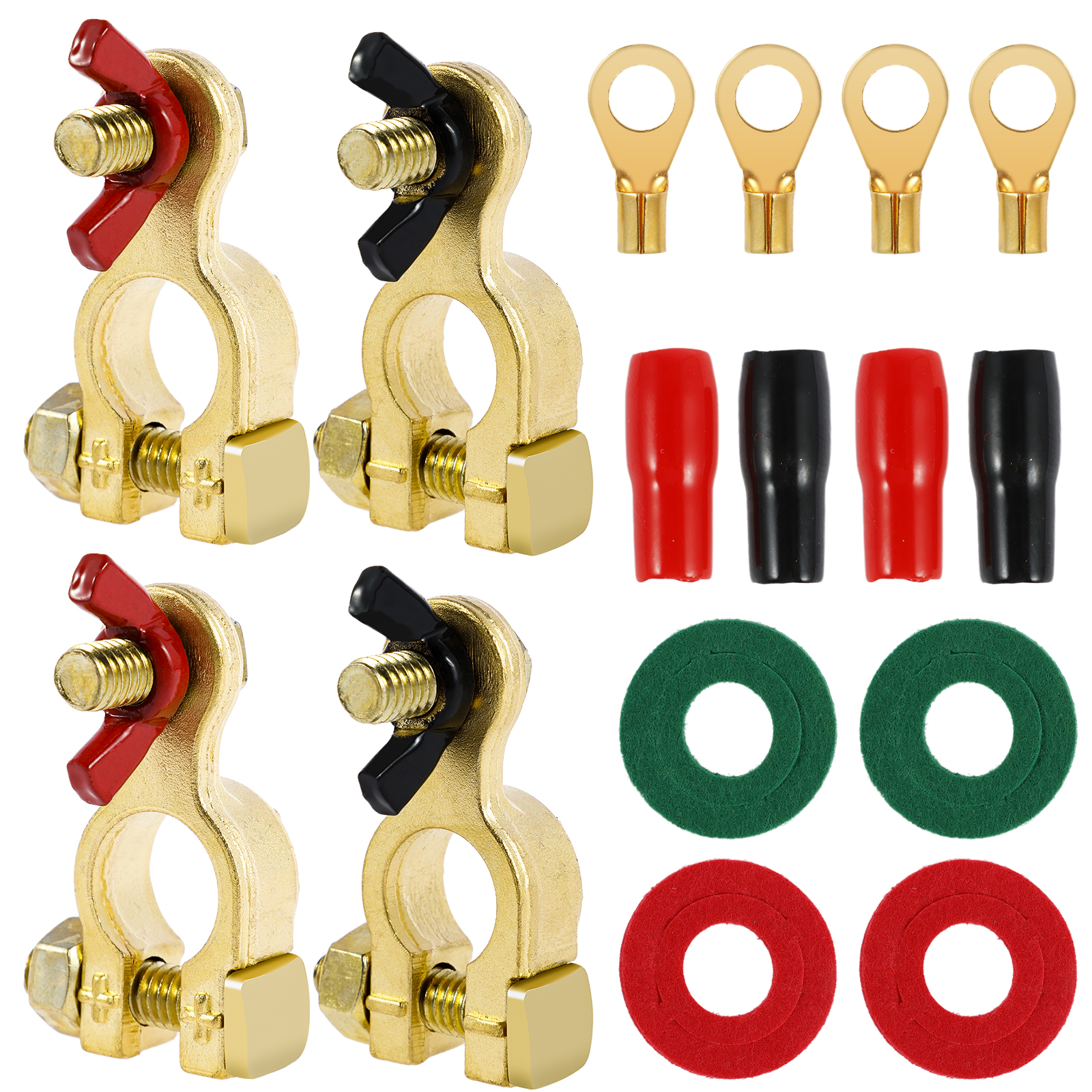 2/4Pcs Battery Terminal Connector Kit Brass Battery Terminal Clamp ...