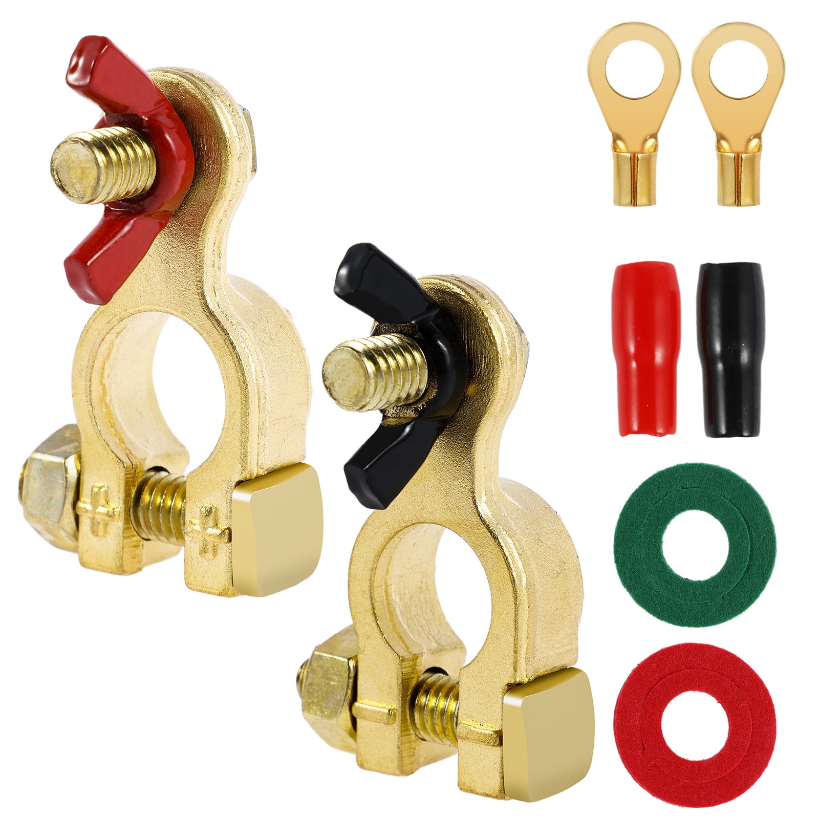 2/4Pcs Battery Terminal Connector Kit Brass Battery Terminal Clamp ...